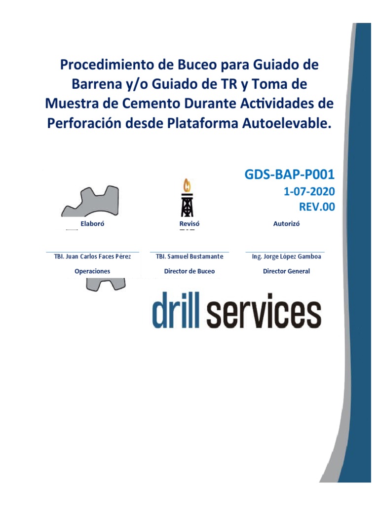 GDS-BAP-P001 Procedimiento de Buceo para Guiado de Barrena Yo Guiado de TR y Toma de Muestra de ...