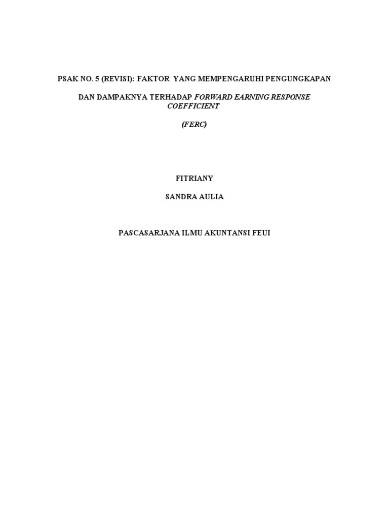 PSAK 5: Pengaruh Pengungkapan Segmen | PDF | Financial Accounting ...