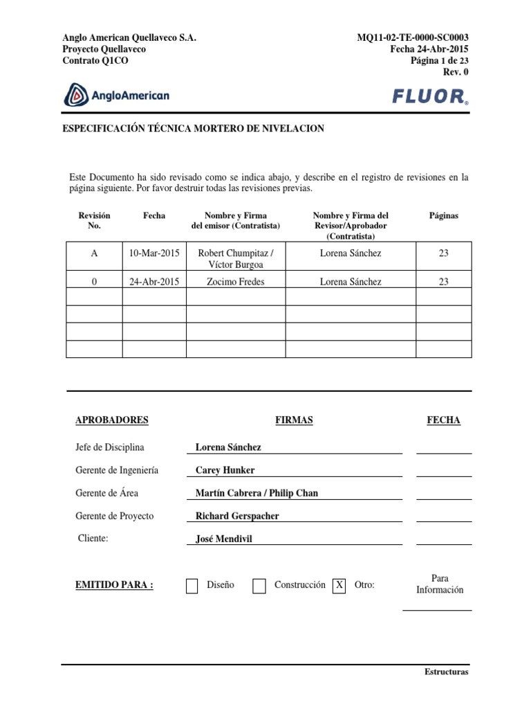 MQ11 02 Te 0000 SC0003 - R0 | PDF | Materiales | Materiales de construcción