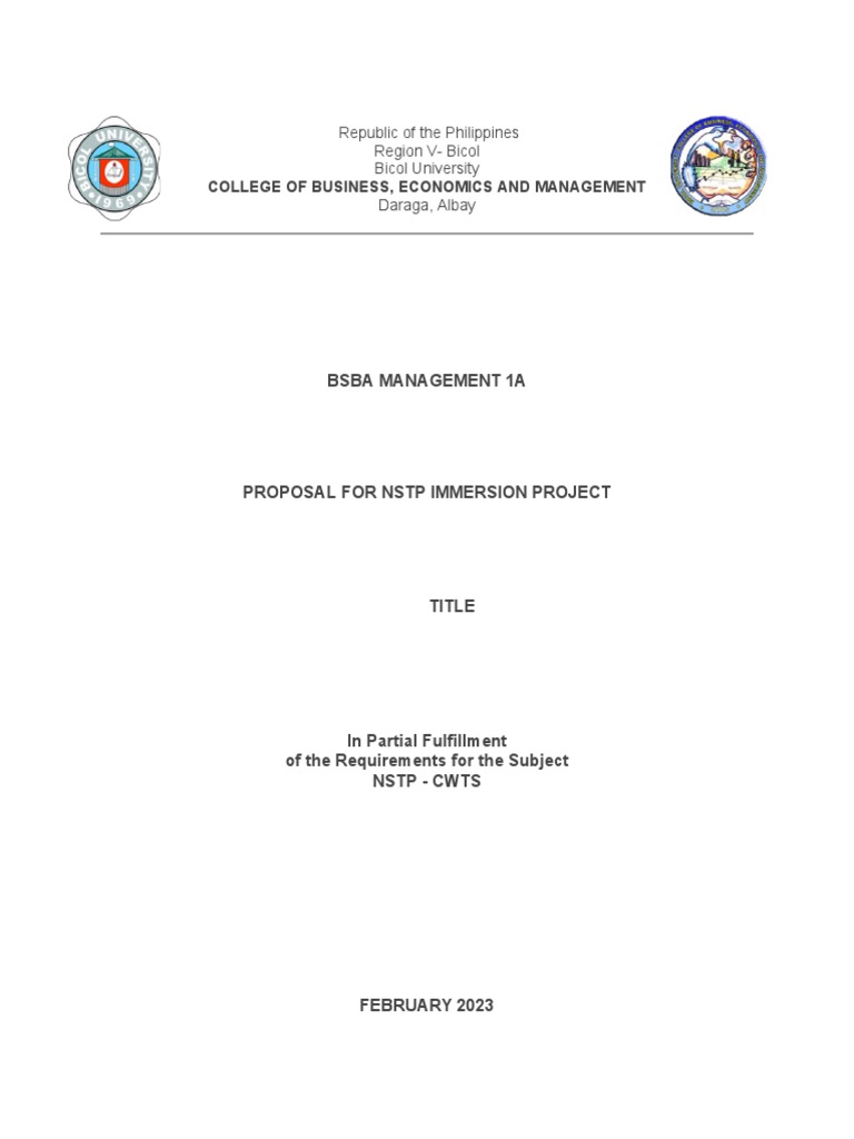 NSTP Proposal Bsba MGT 1a | PDF