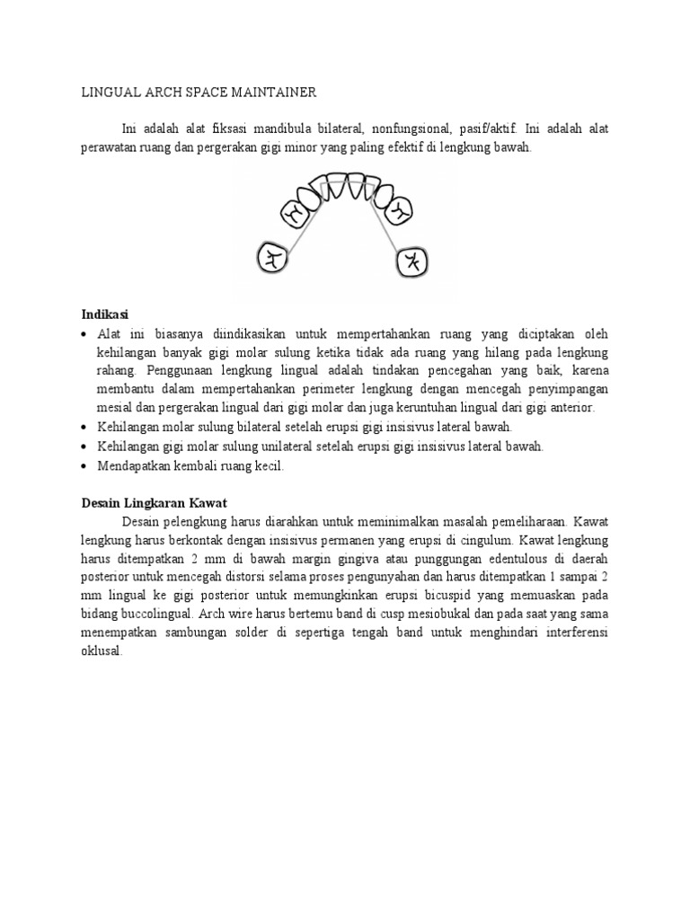 LINGUAL ARCH SPACE MAINTAINER | PDF