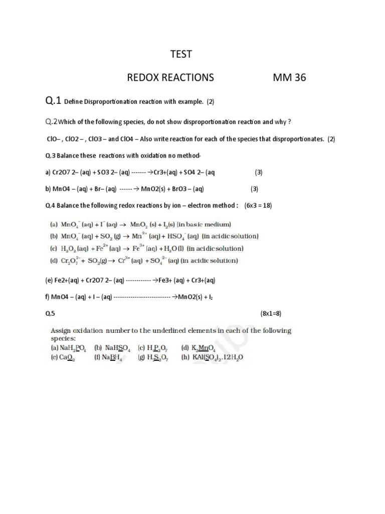 Redox Test | PDF