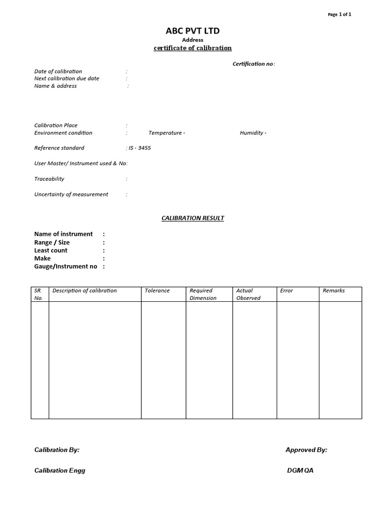 Calibration Report | PDF