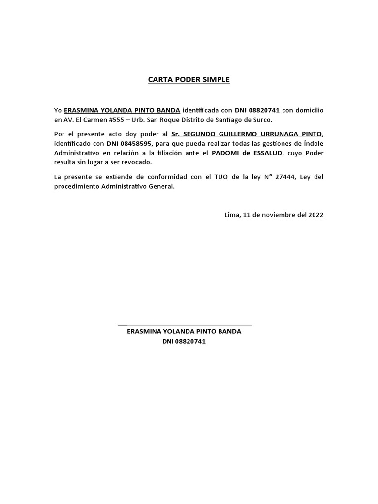 Carta Poder Simple | PDF