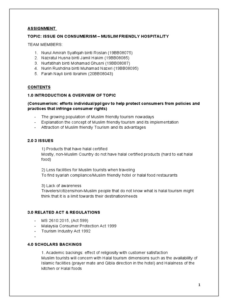 Contents Assignment (Issue On Consumerism - MFT) | PDF | Tourism