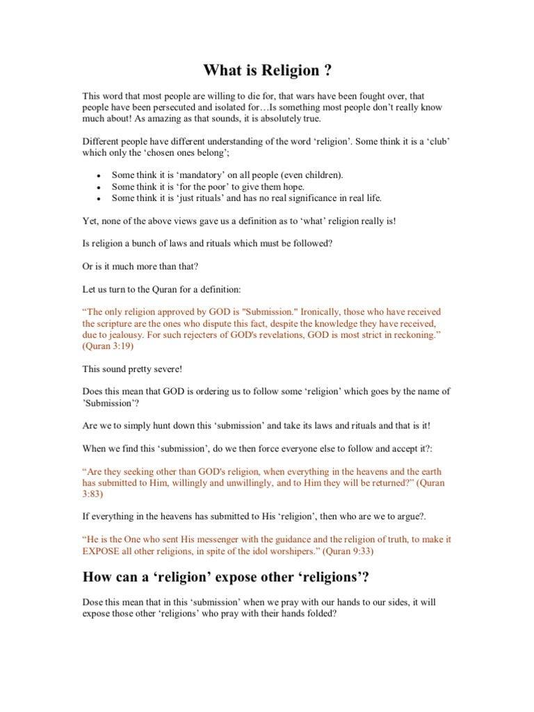 What Is Religion ? | PDF | Prophets And Messengers In Islam | Quran