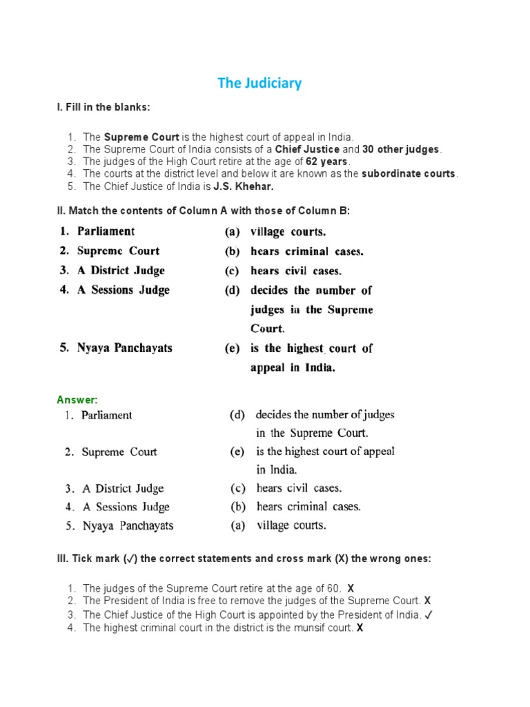Structure of Judiciary in India for Class 8 | PDF | Judge | Writ