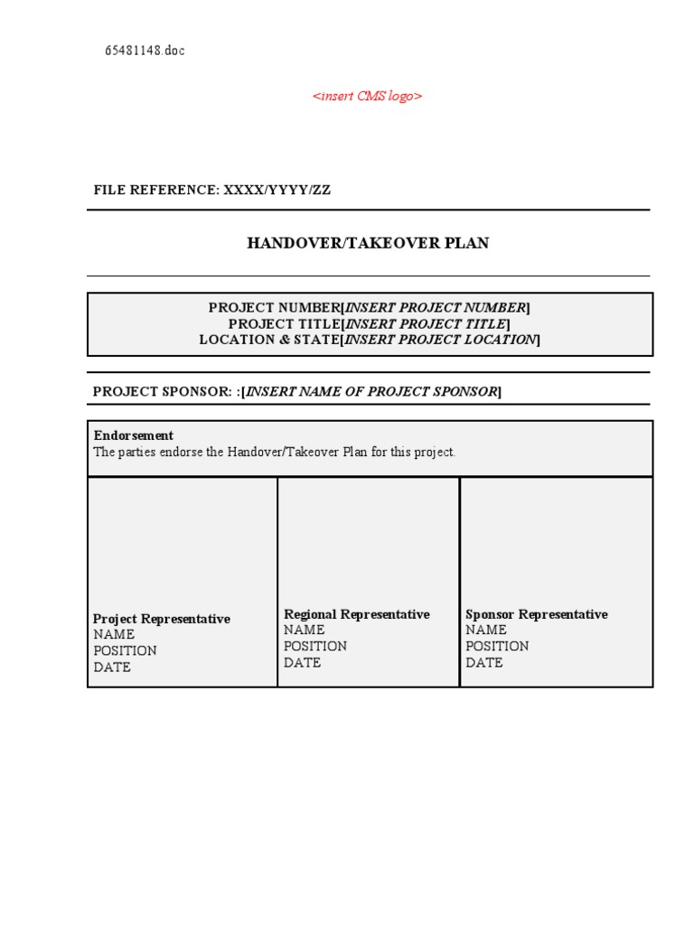 6 - 290 Project Handover Plan Template 100420 | PDF | Information ...