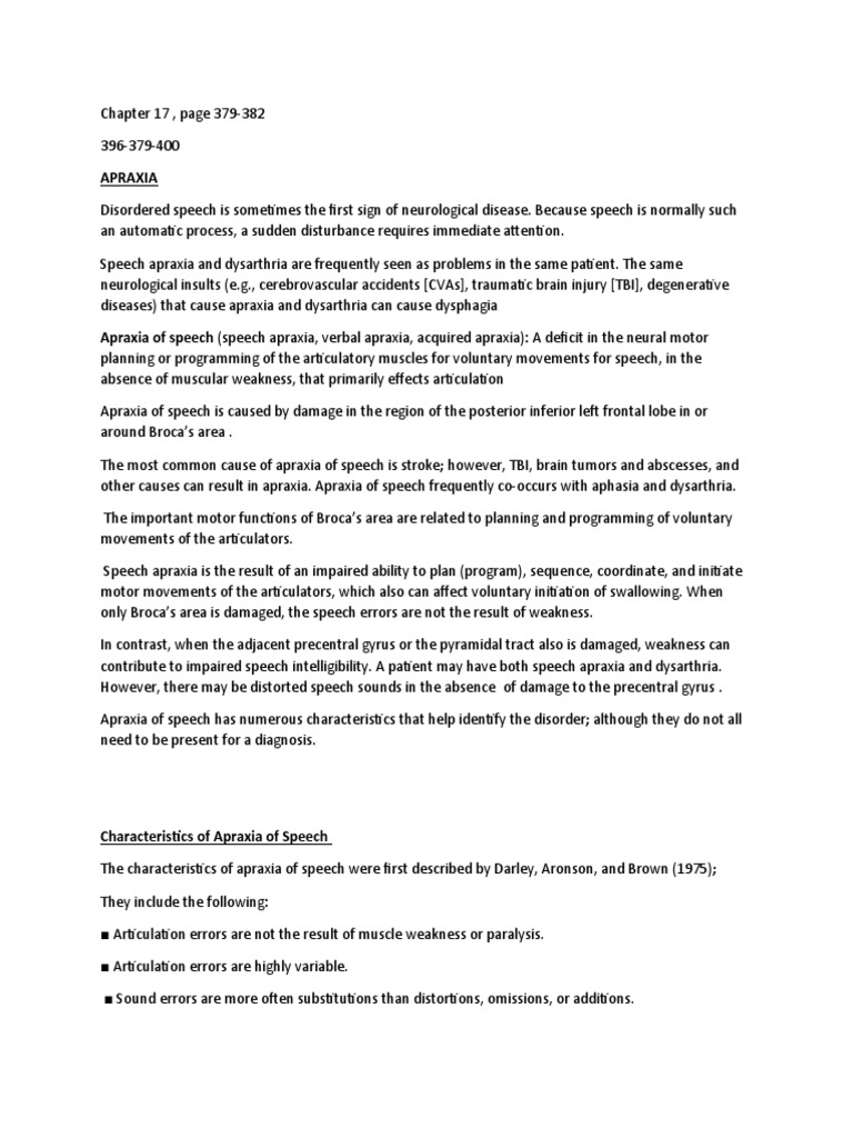 Apraxia | Download Free PDF | Speech | Aphasia