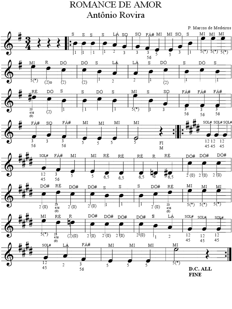 Romance de Amor - Flauta 1 | PDF | Notación | Pitch (Música)