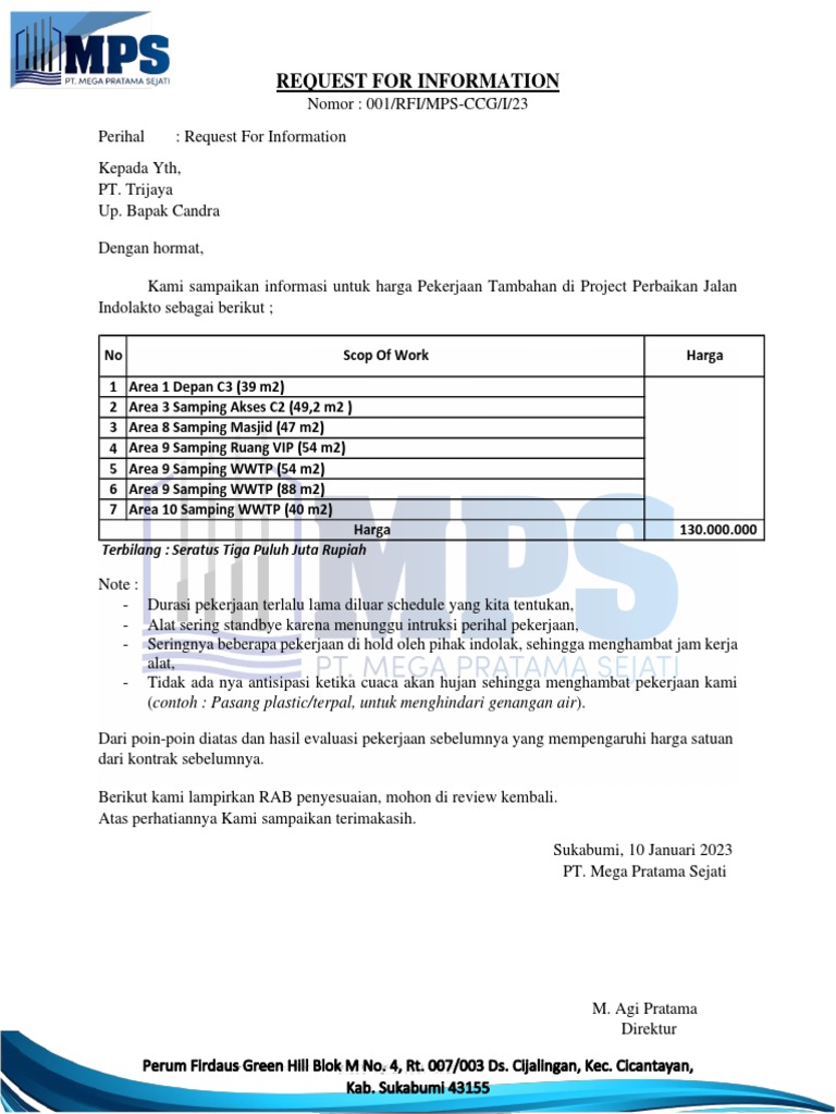 RFI-Kerja Tambah | PDF