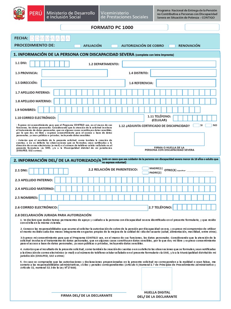 Formato PC 1000 para Autorización de Cobro | PDF | Derecho