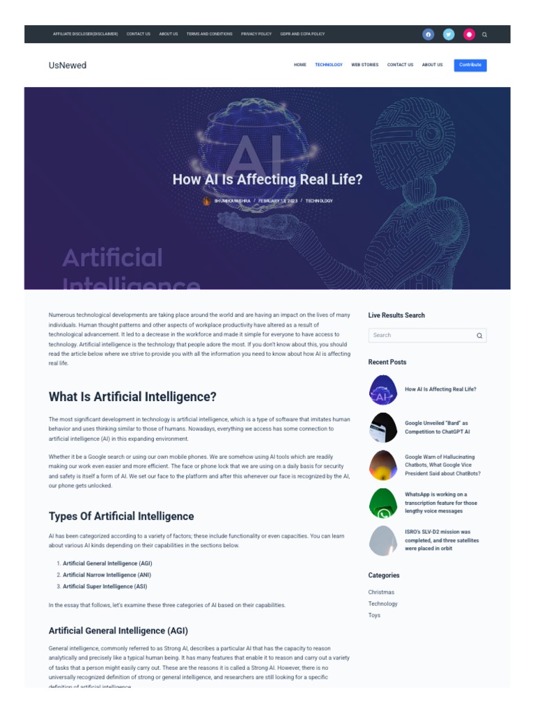 Usnewsed Com How Ai Is Affecting Real Life | PDF | Artificial Intelligence | Intelligence (AI ...
