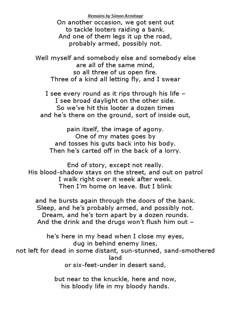 Remains by Simon Armitage | PDF