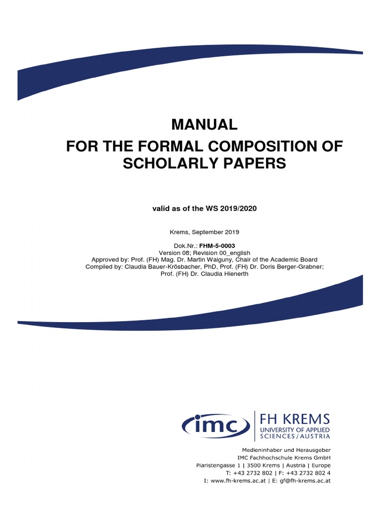Manual For The Formal Composition of Scholarly Papers FHM-5-0003 | PDF | Digital Object ...