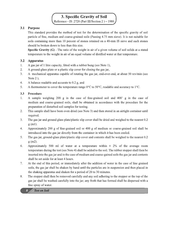 Specific Gravity Test | PDF