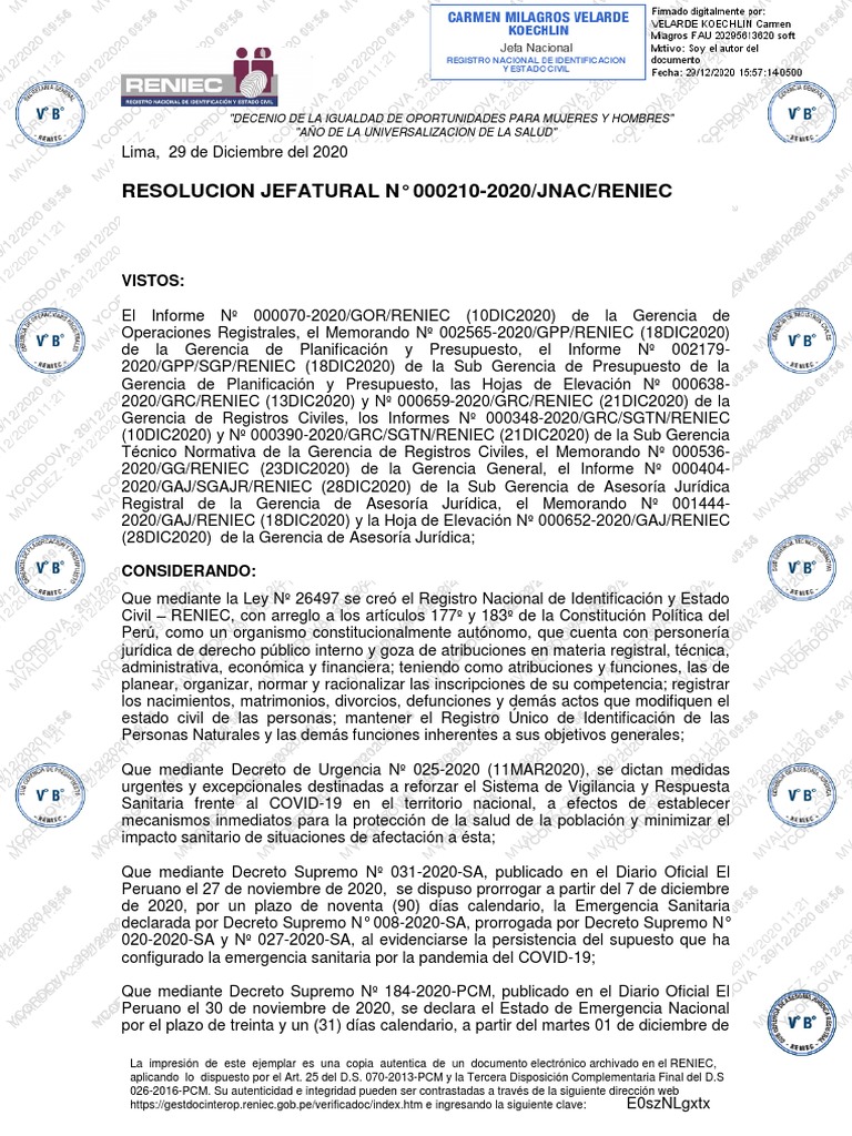 RJ 210 2020 Jnac Reniec | PDF