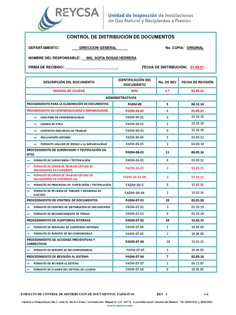 Formato Control de Distribución de Documentos | PDF
