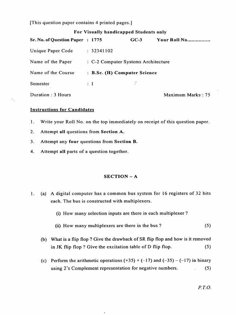 Bsc H I Computer Science C 2 Computer System Architecture 1775 Pdf 2148