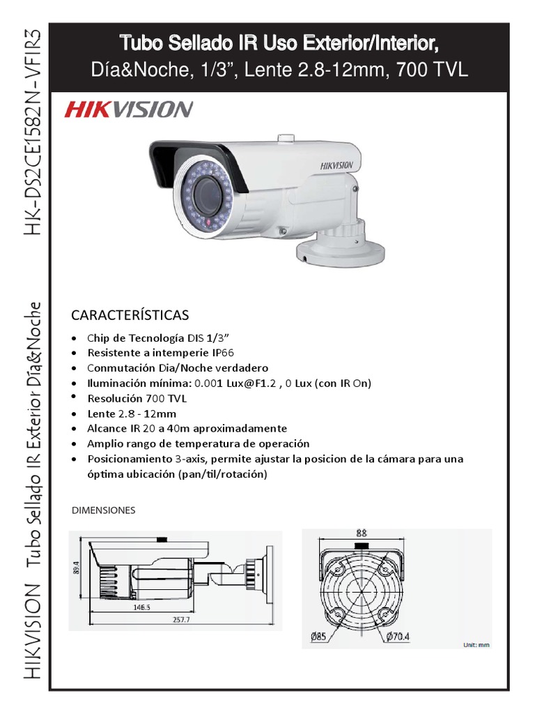 Cámara HIKVISION IR Exterior 700 TVL | PDF | Tecnología de cine y video ...
