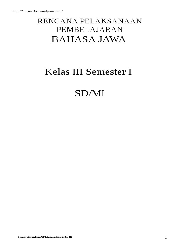RPP Basa Jawa KLS 3 | PDF