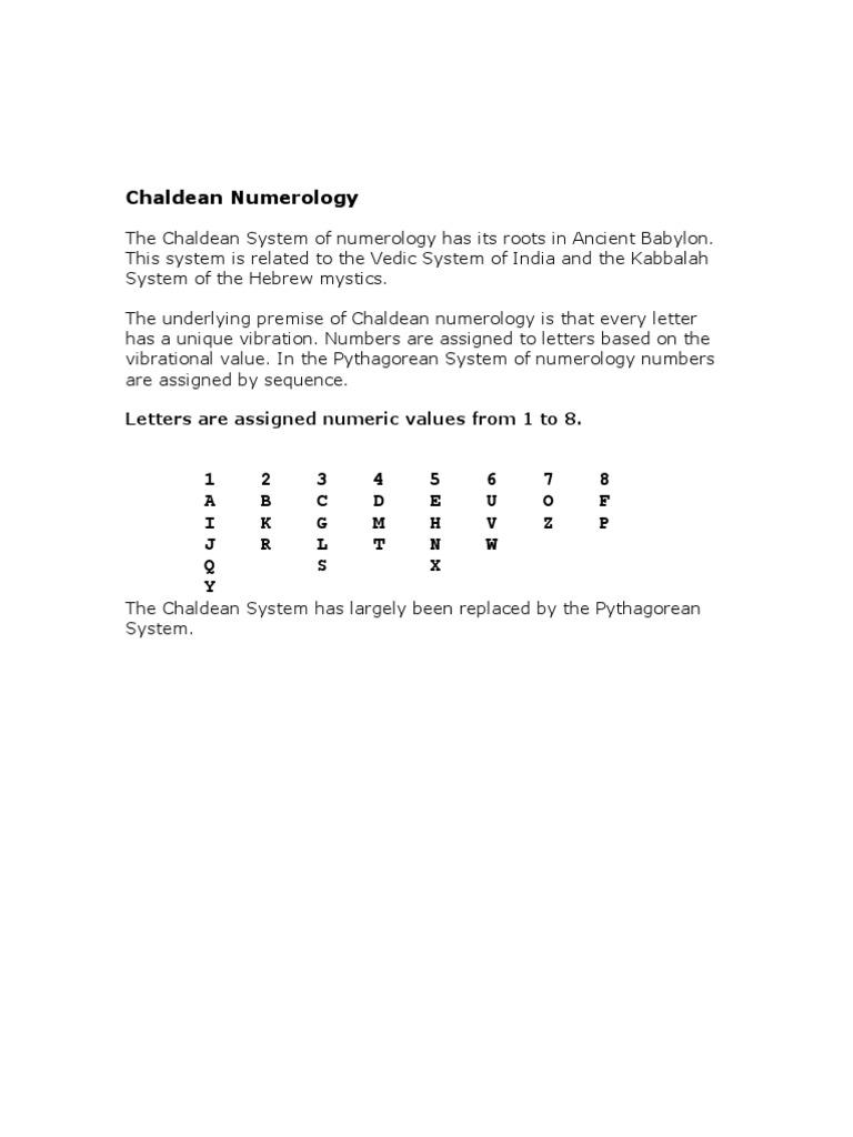 Chaldean Numerology Overview | PDF | Numbers | Esotericism
