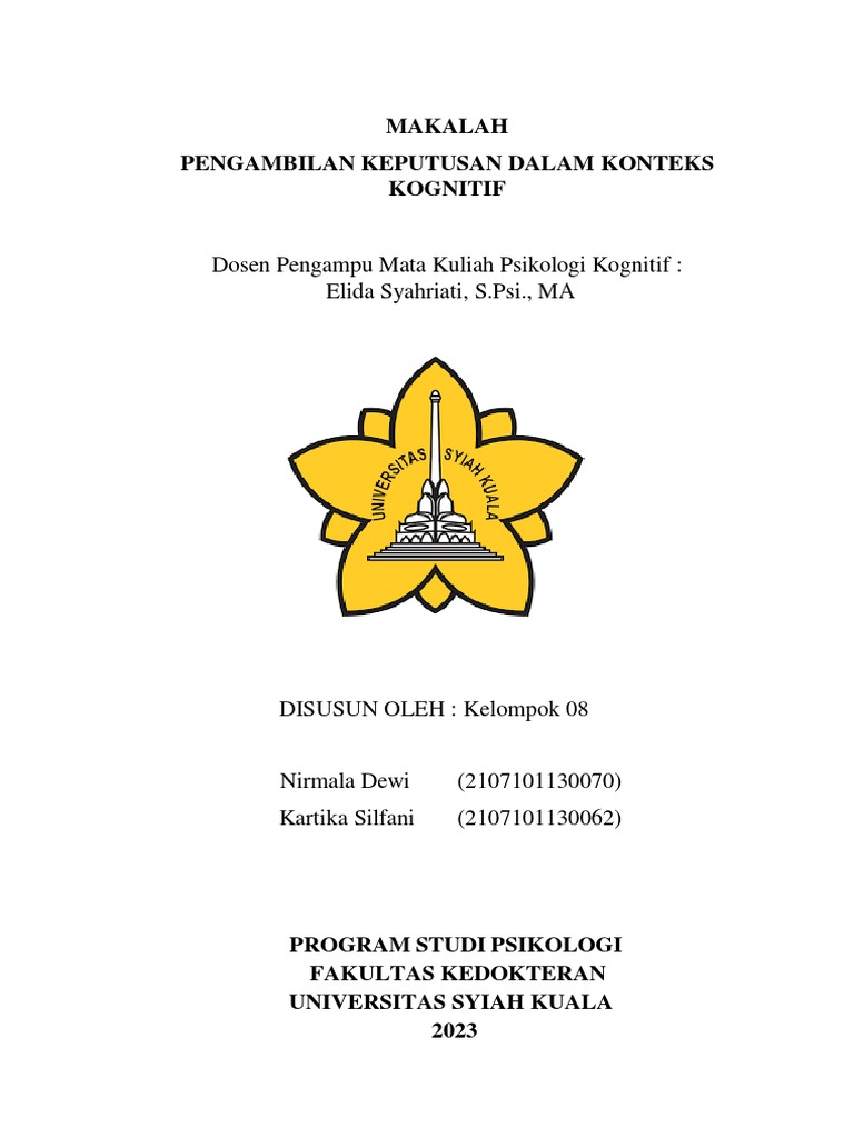Makalah Psi Kognitif Kelompok 08 | PDF