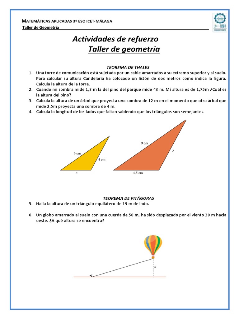 Actividades de Refuerzo Taller de Geometría | PDF | Triángulo | Formas geométricas