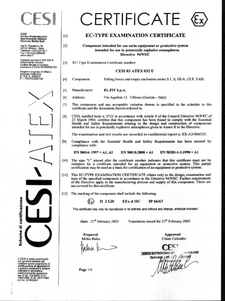 Cesi 03atex032u | PDF