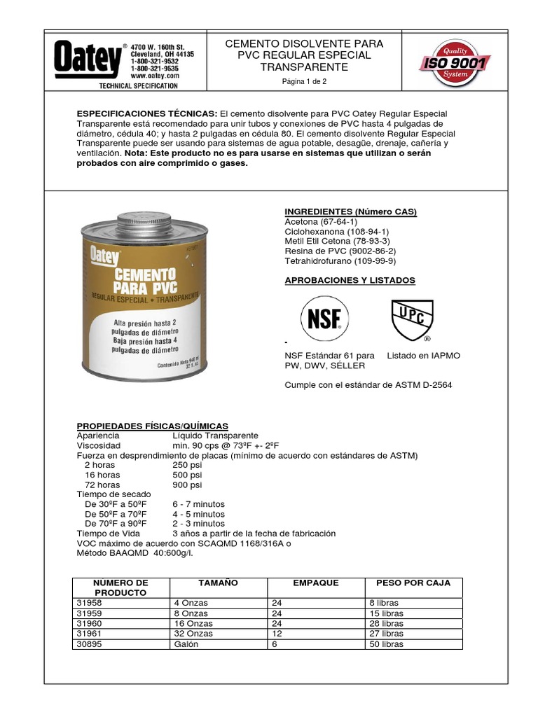 Ficha Tecnica - Pegamento para PVC - Removed | PDF