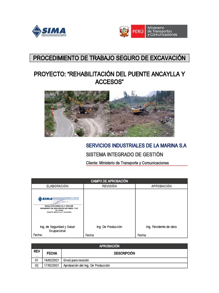 PROCEDIMIENTO DE TRABAJO SEGURO DE EXCAVACIÓN Rev.2.0 | PDF