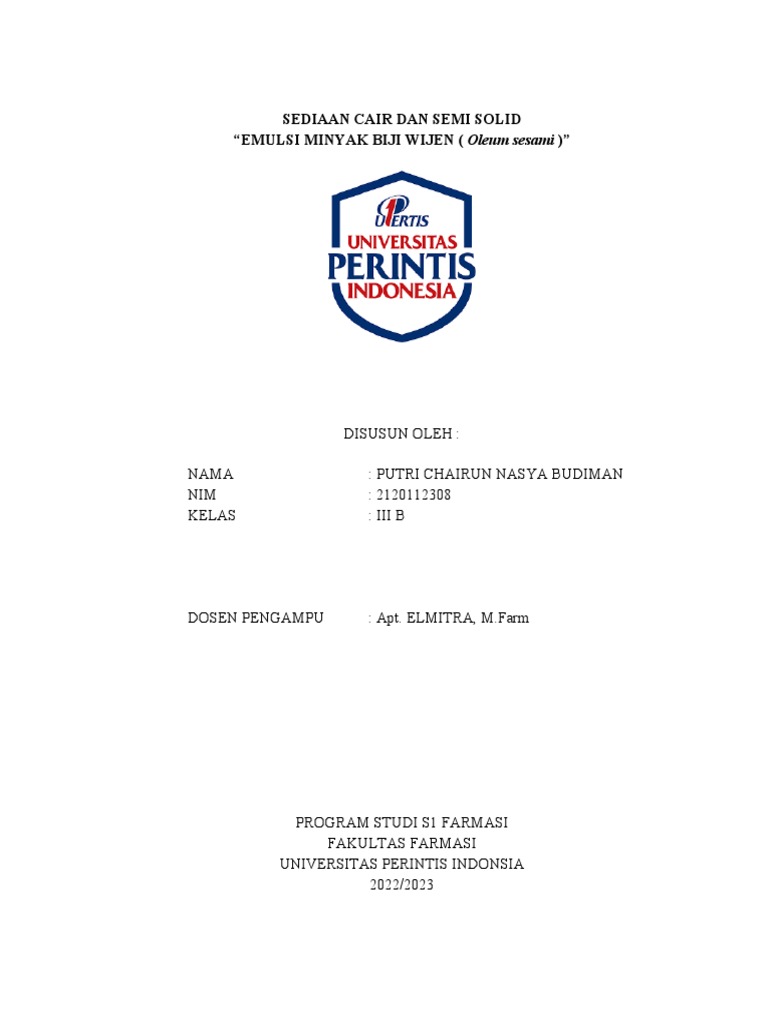 Emulsi Minyak Biji Wijen Stabil | PDF