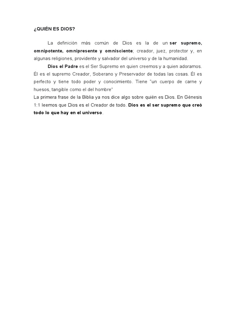 Definicion Sobre Dios | PDF