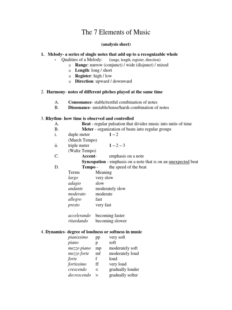 The 7 Elements of Music | Download Free PDF | Tempo | Classical Music