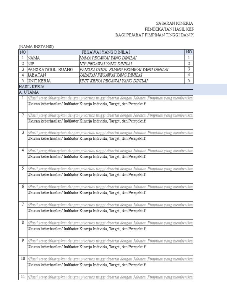 Form Kosong SKP JPT (Kualitatif) | PDF