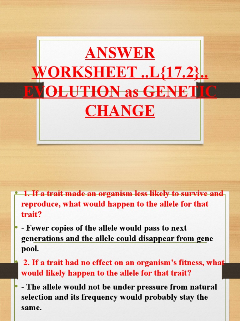Genetic Change and Evolution Worksheet | PDF | Natural Selection ...