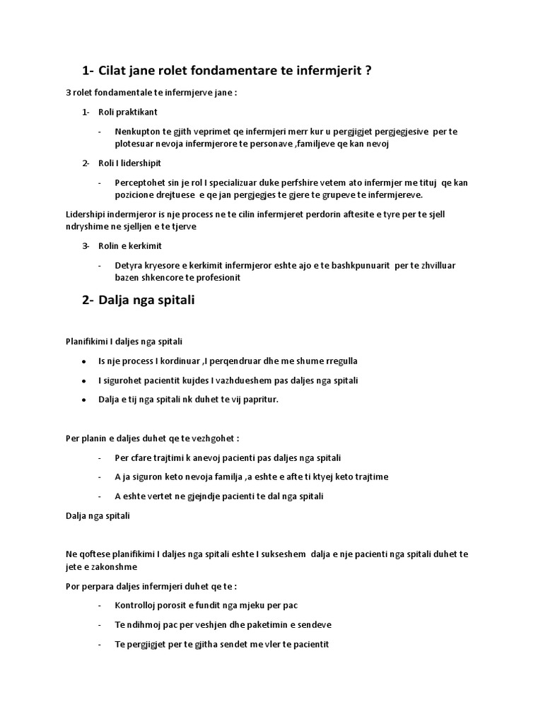 Pyetjet Infermjeri | PDF