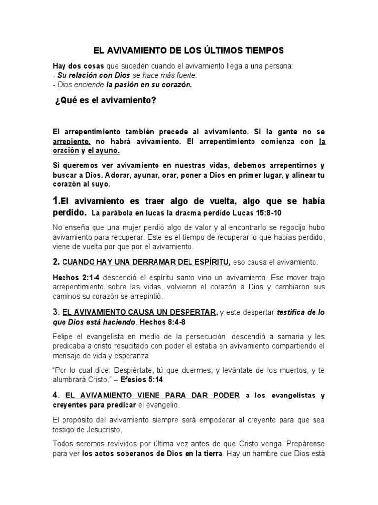 El Avivamiento de Los Últimos Tiempos | PDF | Jesús | Renacimiento ...