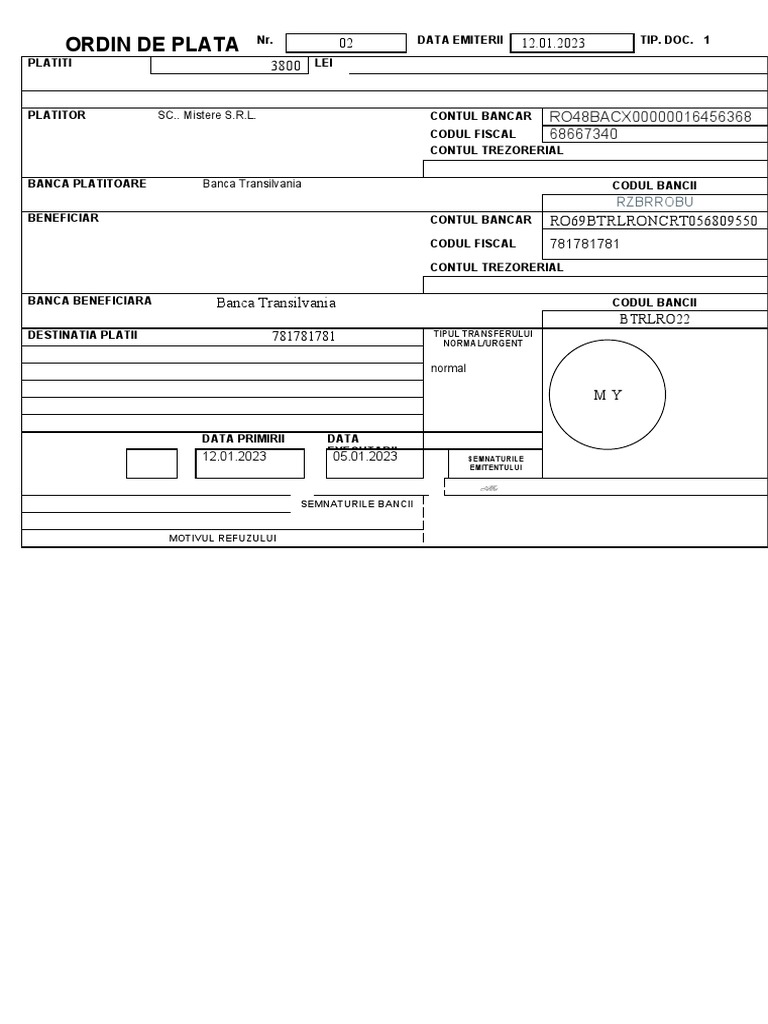 Ordin de Plata SC AMC SRL | PDF