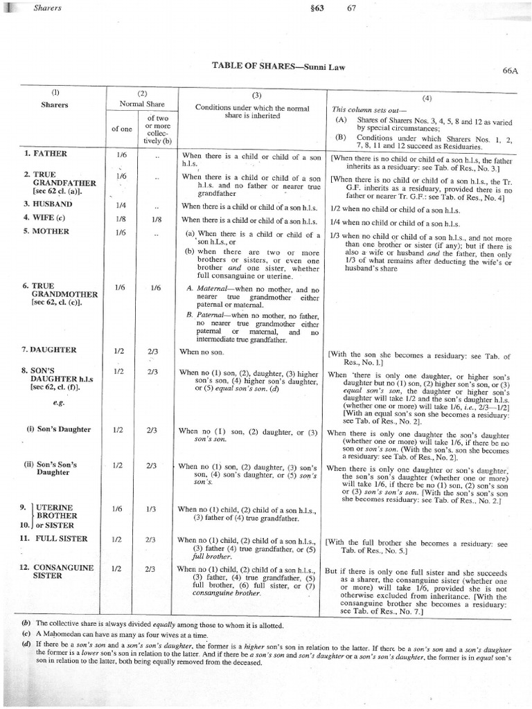 Table of Shares - Sunni | PDF