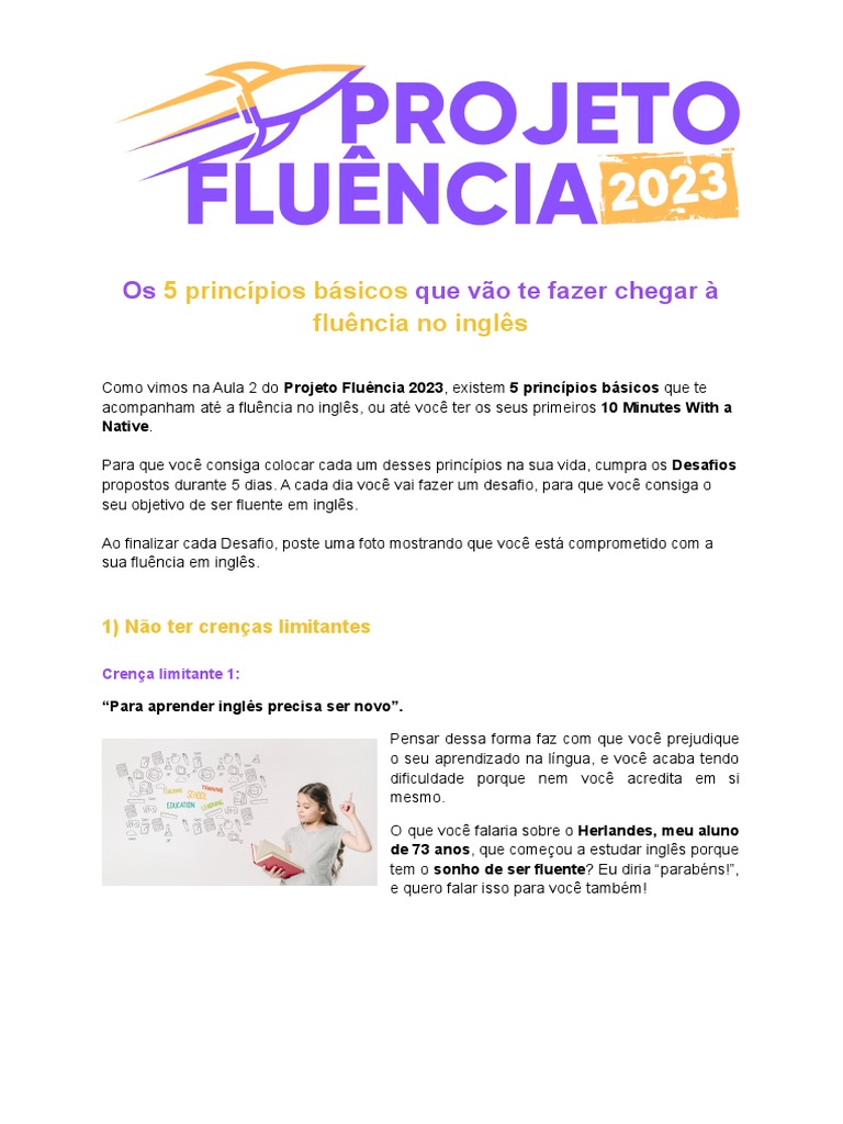 Projeto Fluência - Aula 2-1 | PDF | Tempo | Língua inglesa