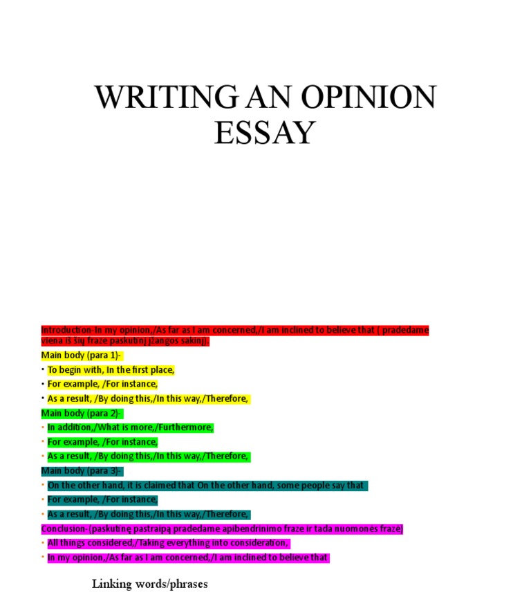 Writing Opinion Essay | PDF