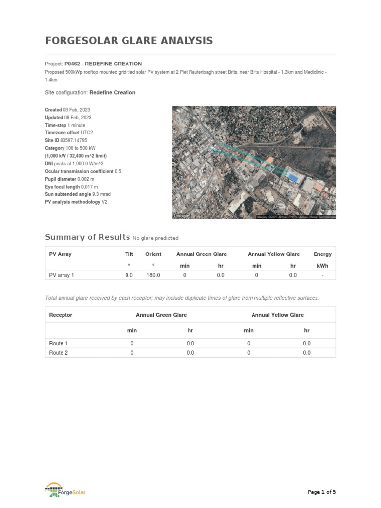 ForgeSolar Analysis Report Redefi 230208 0613 913 | PDF | Photovoltaics