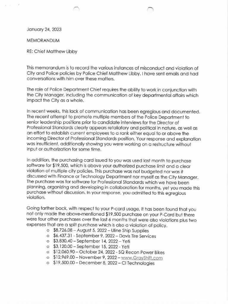 Chief Libby Memorandum | PDF