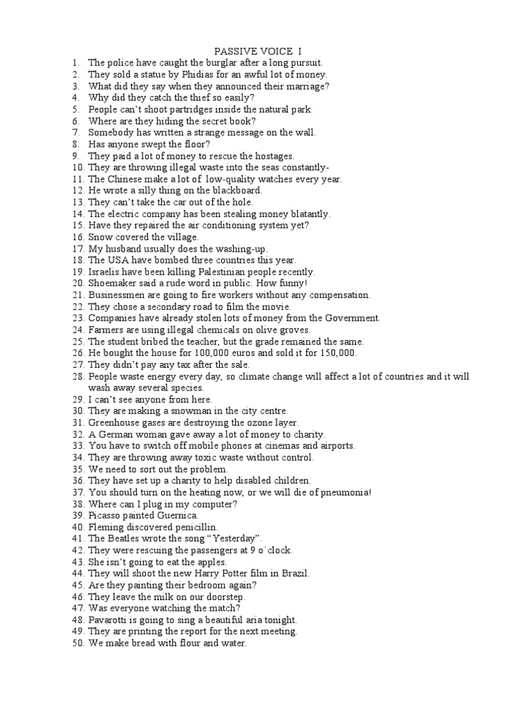 Understanding Passive Voice Examples | PDF