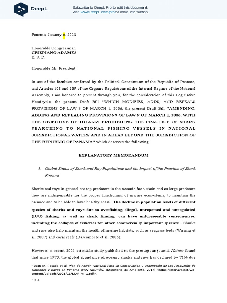 Amendment To Shark Finning Law - Translation | Download Free PDF ...