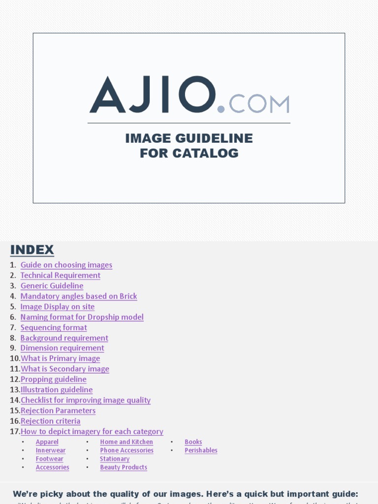 AJIO Image Guidelines | PDF | File Format | Zip (File Format)