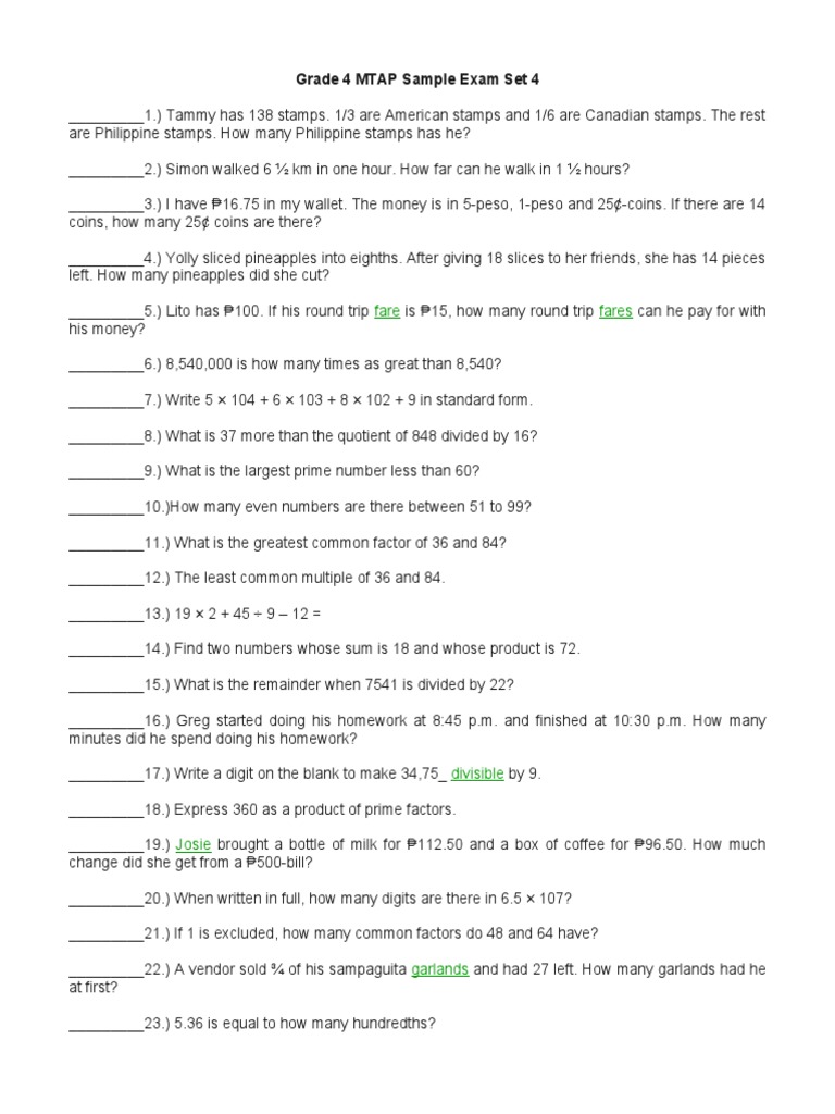 MTAP Set 4 | PDF | Area | Mathematics