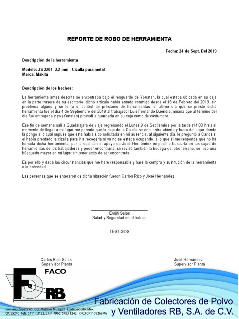 Reporte de Robo | PDF