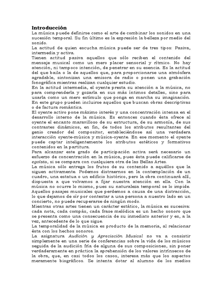 Apreciacion 01 Introducción Elementos de La Música | PDF | Ritmo | Melodía